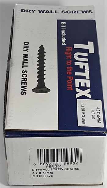 Screw Dry Wall 3.5X32Mm P/500 Tuftex - Tool and Hardware Online (Pty) Ltd